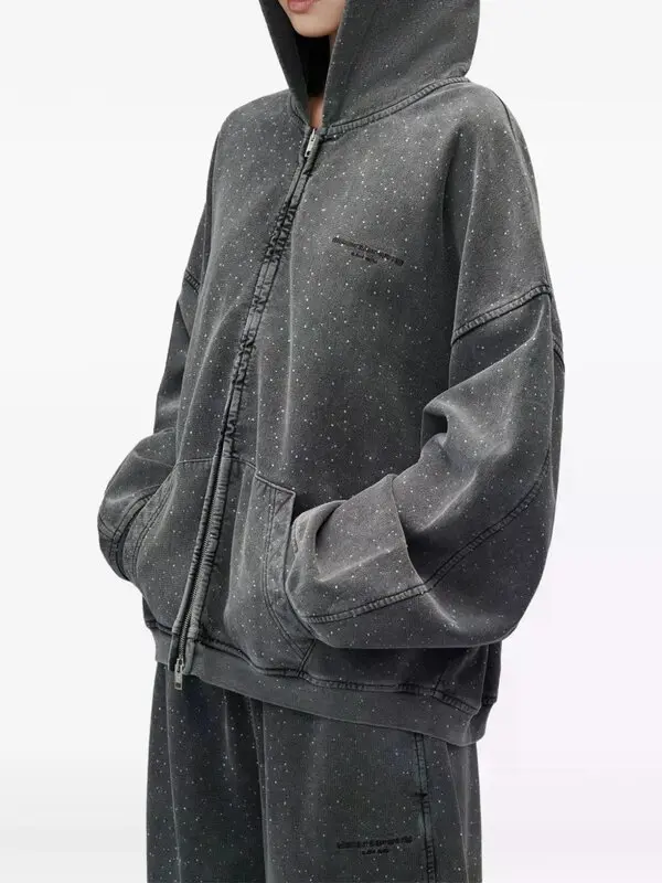 Alexander Wang Crystal-embellished Oversized Zip-up Hoodie