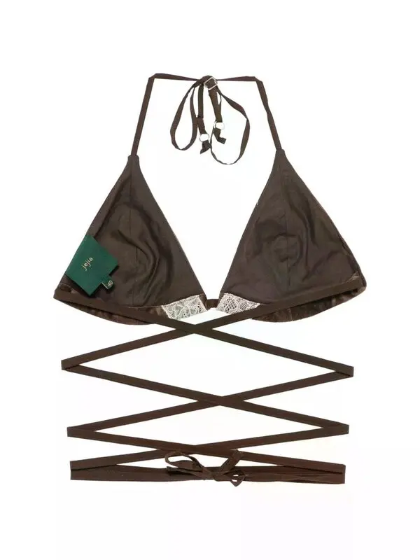 MAISON JEJIA Lace-trim Velvet Halter Top