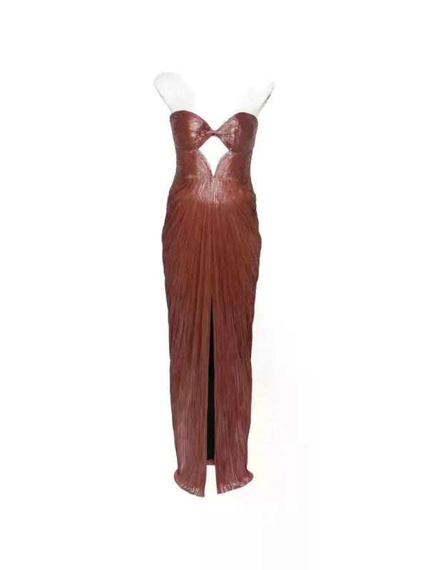 MARIA LUCIA HOHAN Cut-out Plissé Maxi Dress - Red