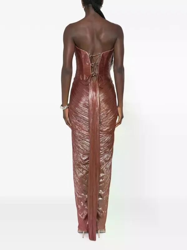 MARIA LUCIA HOHAN Cut-out Plissé Maxi Dress