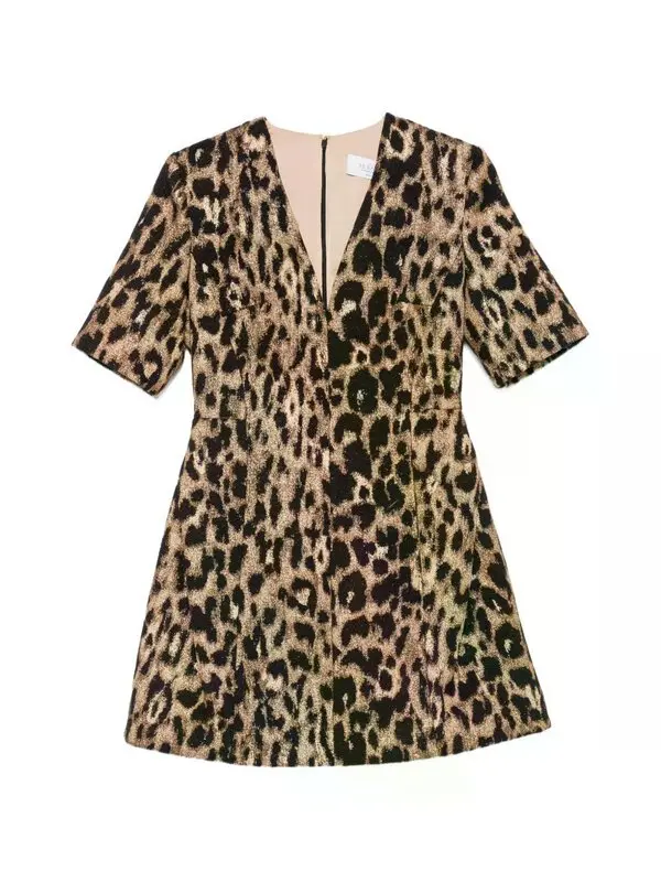 DE SANTIS Leopard-print V-neck Mini Dress