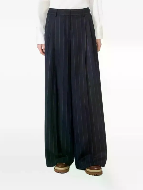 Max Mara Wool Pinstriped Flannel Trousers