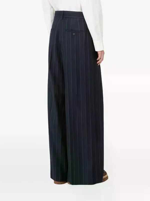 Max Mara Wool Pinstriped Flannel Trousers