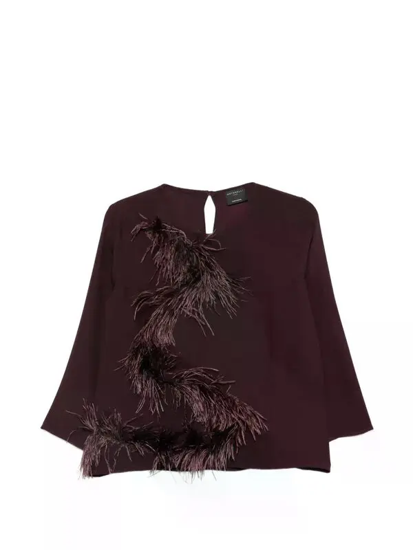 Antonelli Firenze Feather-trim Long-sleeve Top