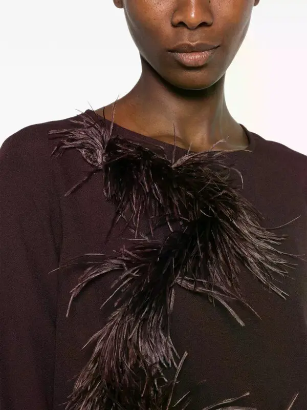 Antonelli Firenze Feather-trim Long-sleeve Top