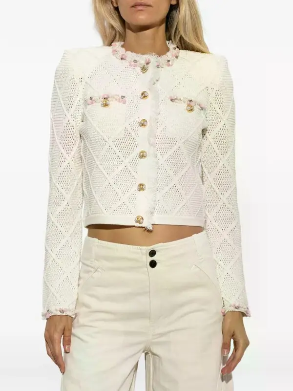 SELF-PORTRAIT Fringe Knit Cardigan