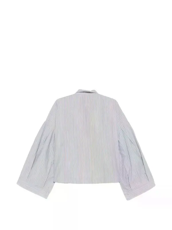 MAISON JEJIA Striped Pussy-bow Cropped Blouse