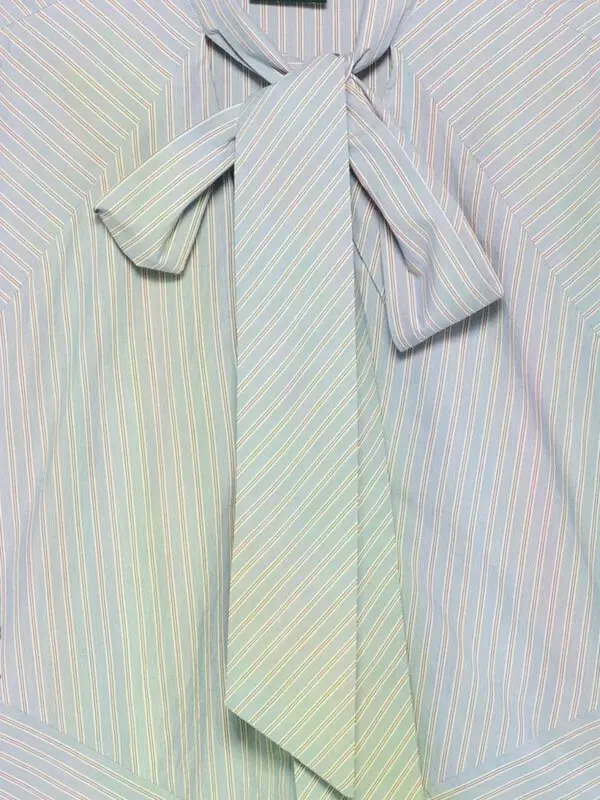 MAISON JEJIA Striped Pussy-bow Cropped Blouse