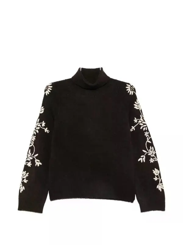I BLUES Floral-embroidered Roll-neck Sweater