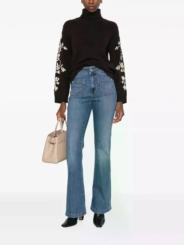I BLUES Floral-embroidered Roll-neck Sweater