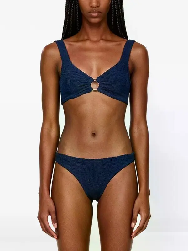 Hunza G Julia Ring-detail Crinkled Bikini - Blue