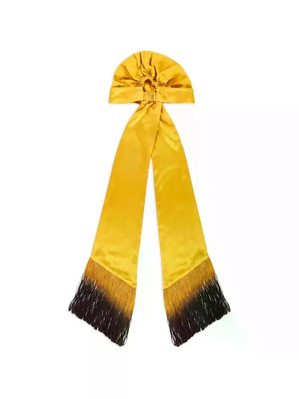 ROWEN ROSE Fringe-trimmed Gathered Hat - Yellow