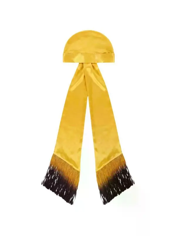 ROWEN ROSE Fringe-trimmed Gathered Hat - Yellow