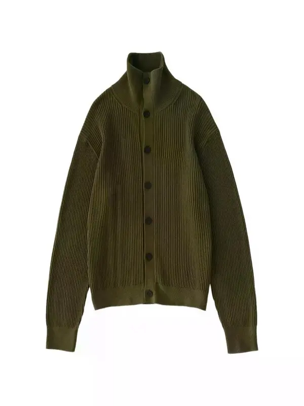 Studio Nicholson Oran Ribbed-knit High-neck Cardigan - Green