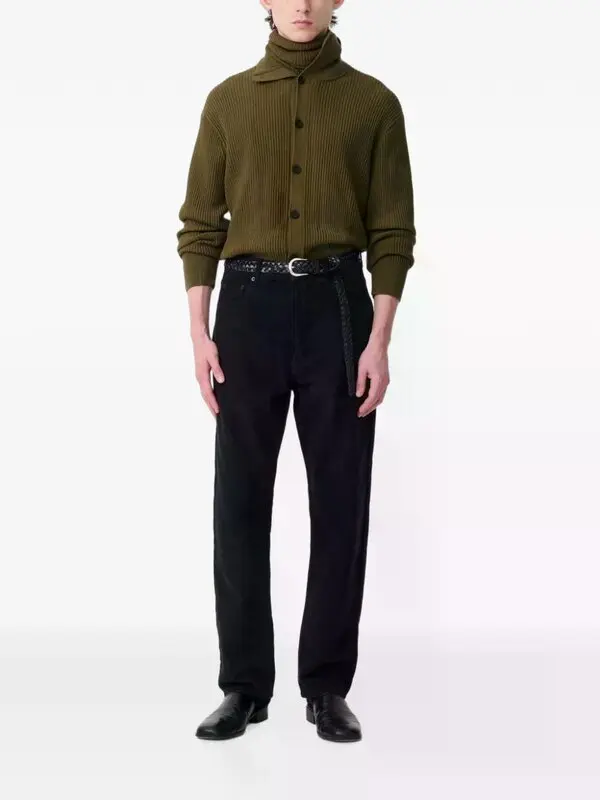 Studio Nicholson Oran Ribbed-knit High-neck Cardigan - Green
