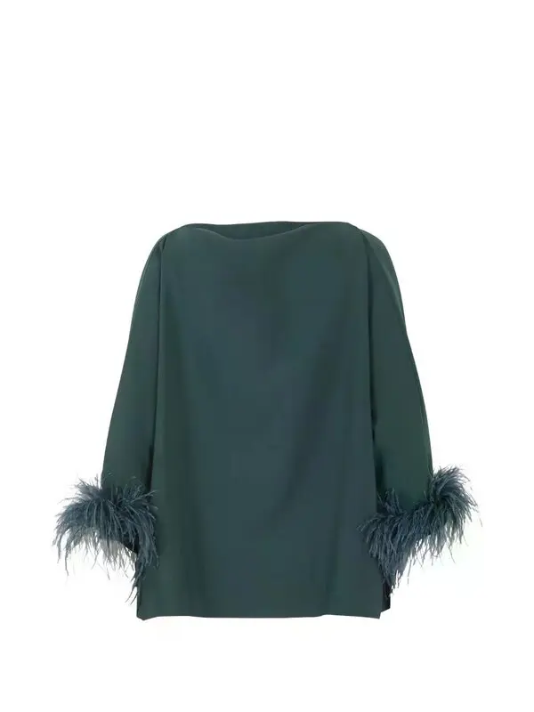 GIANLUCA CAPANNOLO Feather-trim Boat-neck Blouse