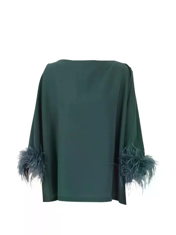 GIANLUCA CAPANNOLO Feather-trim Boat-neck Blouse