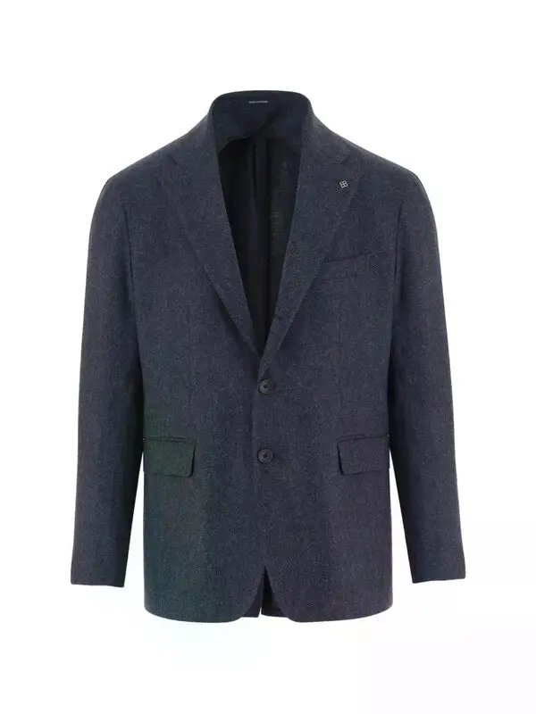 Tagliatore Herringbone-knit Single-breasted Blazer