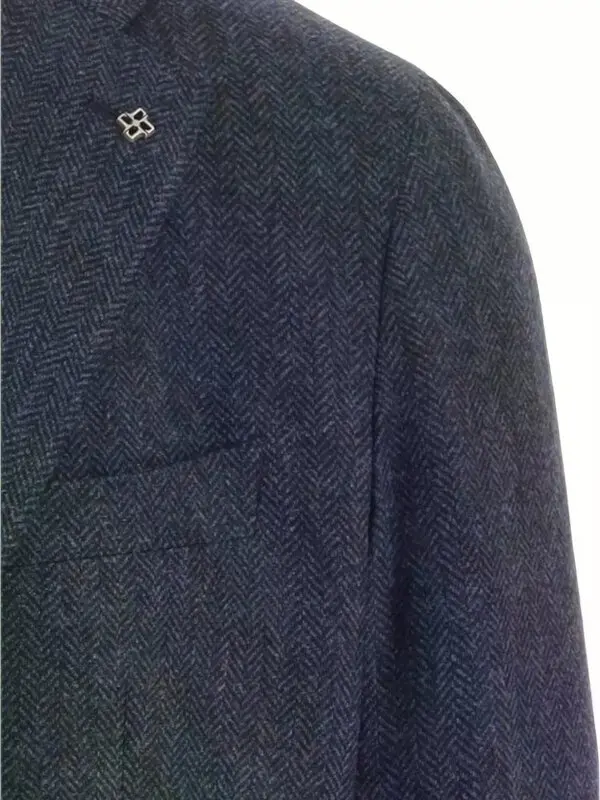 Tagliatore Herringbone-knit Single-breasted Blazer