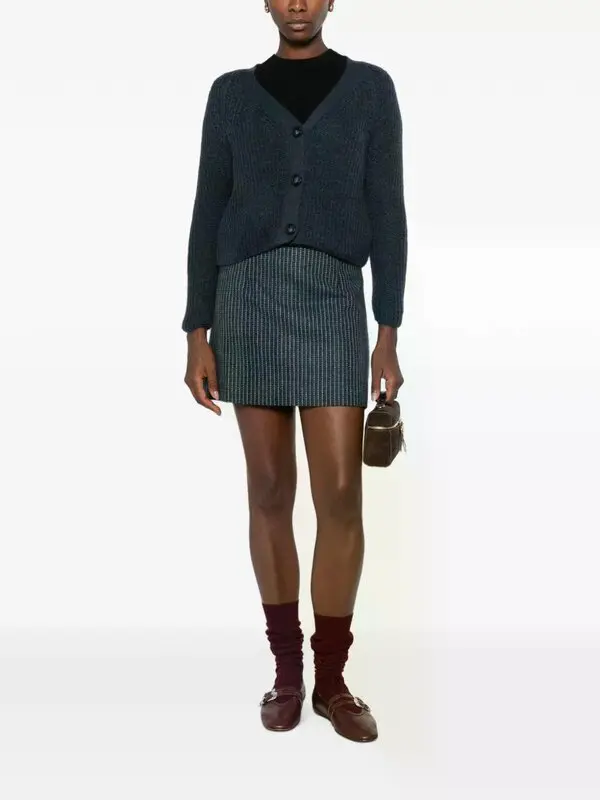 I BLUES Ribbed-knit V-neck Cardigan