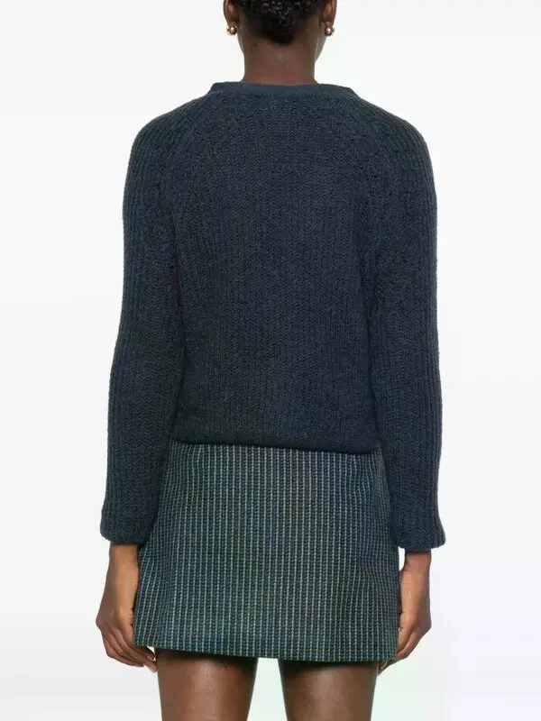 I BLUES Ribbed-knit V-neck Cardigan