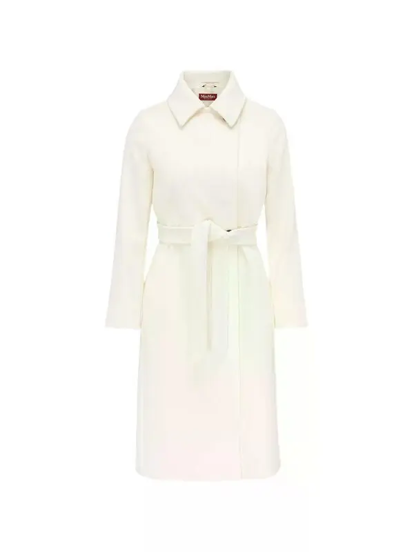 Max Mara Double-breasted Belted Virgin-wool Coat - White