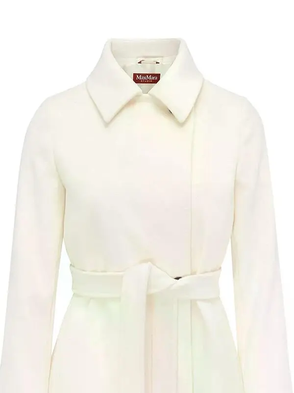 Max Mara Double-breasted Belted Virgin-wool Coat - White