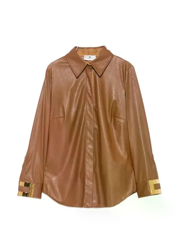 Elisabetta Franchi Logo-plaque Long-sleeve Shirt - Brown