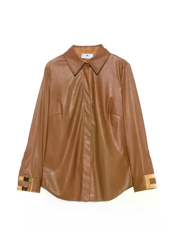 Elisabetta Franchi Logo-plaque Long-sleeve Shirt - Brown
