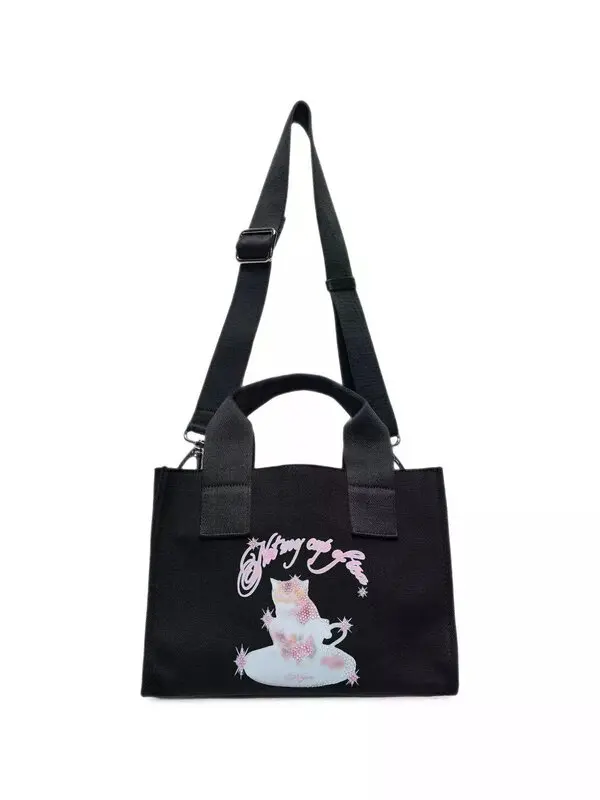 MSGM Graphic Print Small Two-way Tote Bag - Black