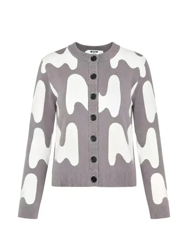 MSGM Jacquard Crew-neck Cardigan - Grey