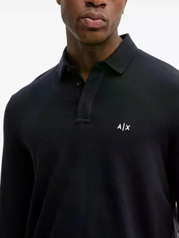 Armani Exchange Logo-embroidered Long-sleeve Polo Shirt
