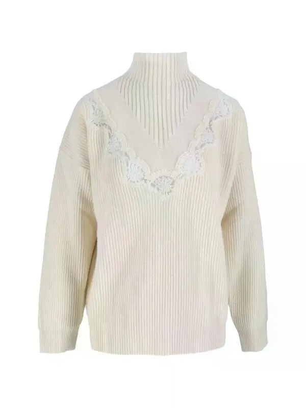 Ermanno Scervino Lace-trim Ribbed-knit Sweater