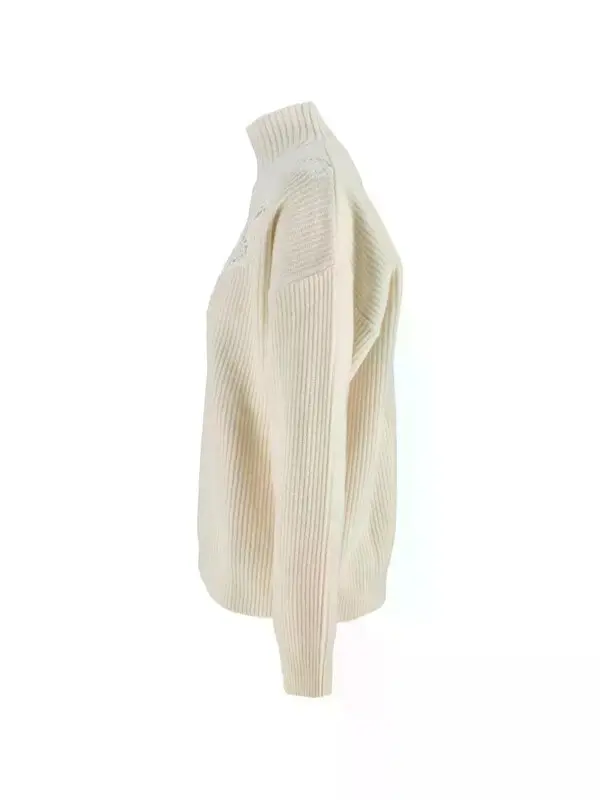 Ermanno Scervino Lace-trim Ribbed-knit Sweater