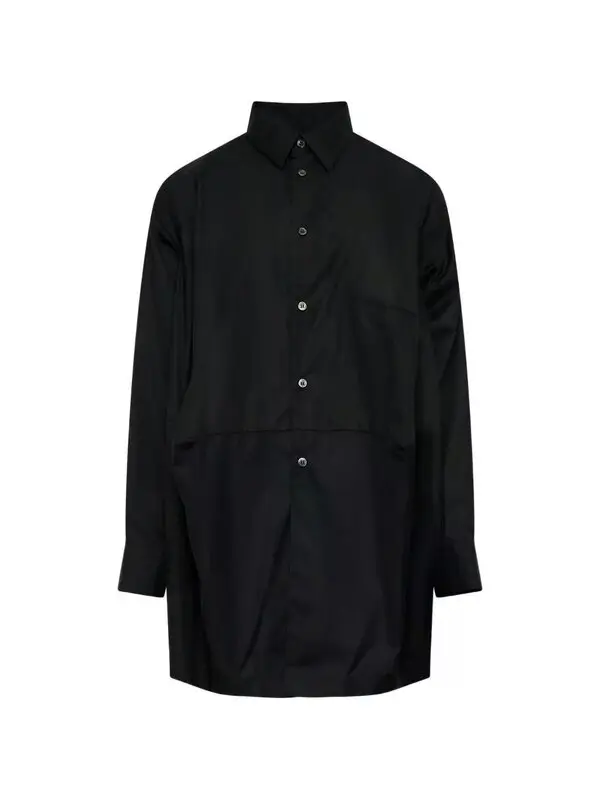 Comme Des Garçons Satin-finish Button-up Shirt - Black