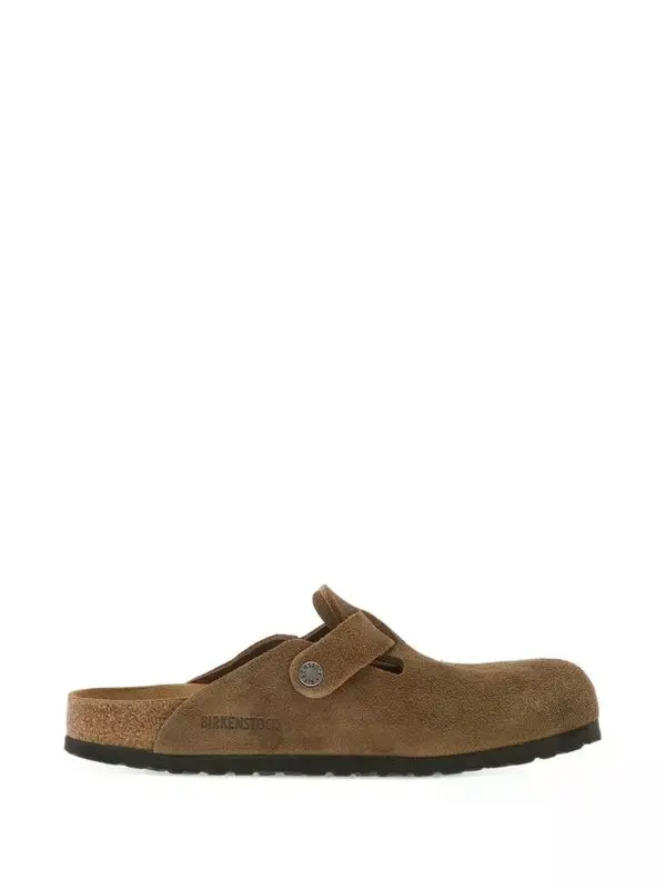 BIRKENSTOCK Boston Suede Leather Mules - Brown