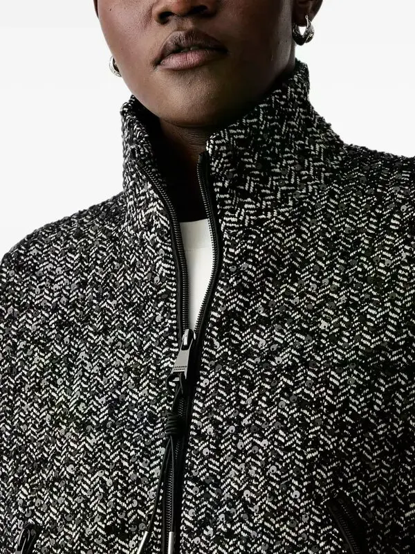 ERMANNO FIRENZE Sequin-embellished Herringbone Jacket
