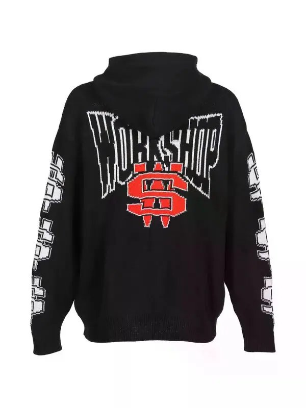 032C One Dollar Bill Jacquard-knit Logo-patch Hoodie