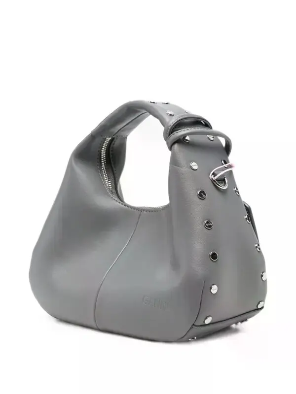 GANNI Stud-embellished Leather Shoulder Bag - Grey