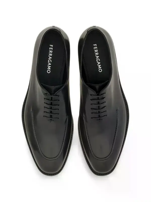 FERRAGAMO Leather Oxford Shoe With Raised Stitching