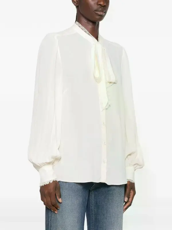 TWINSET Lace-trim Pussy-bow Blouse