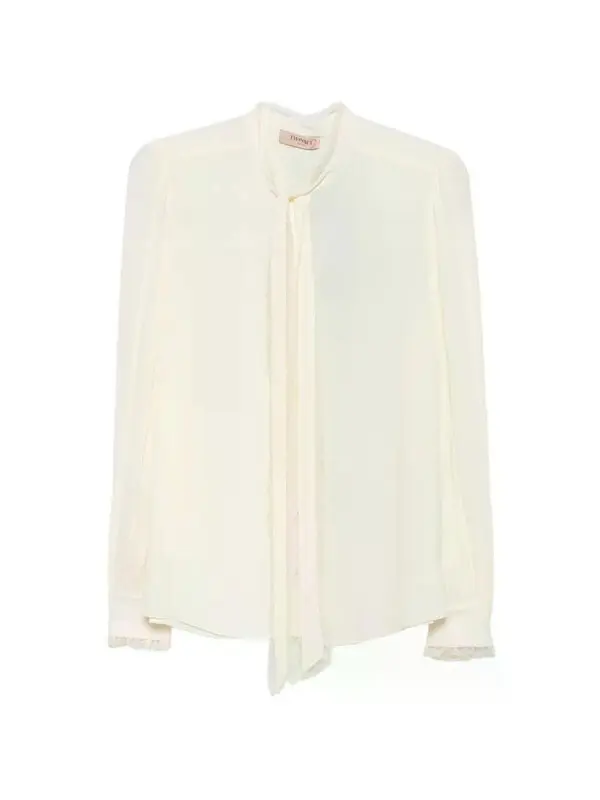 TWINSET Lace-trim Pussy-bow Blouse - White