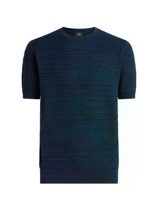 Etro Knit Cotton T-shirt With Braided Stitch - Blue