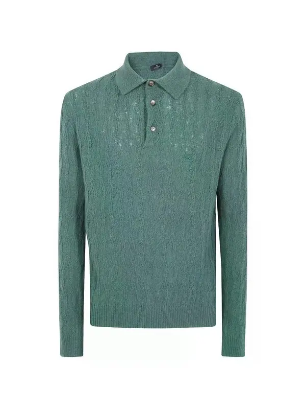 Etro Cashmere Wavy Motif Polo-style Sweater