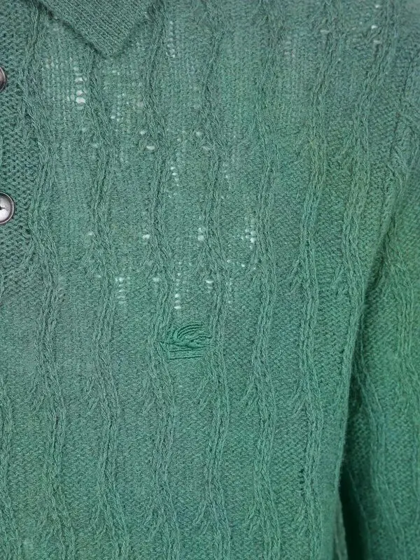 Etro Cashmere Wavy Motif Polo-style Sweater