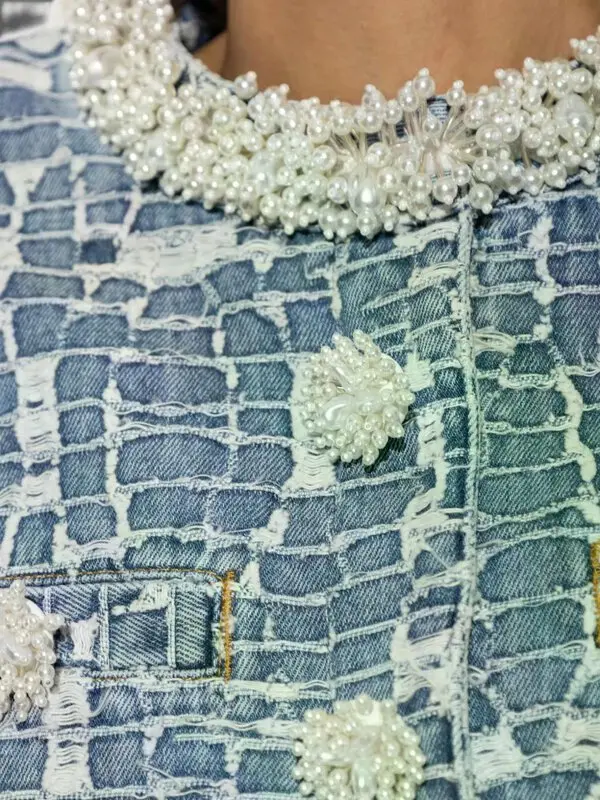 SELF-PORTRAIT Textured Denim Jacket
