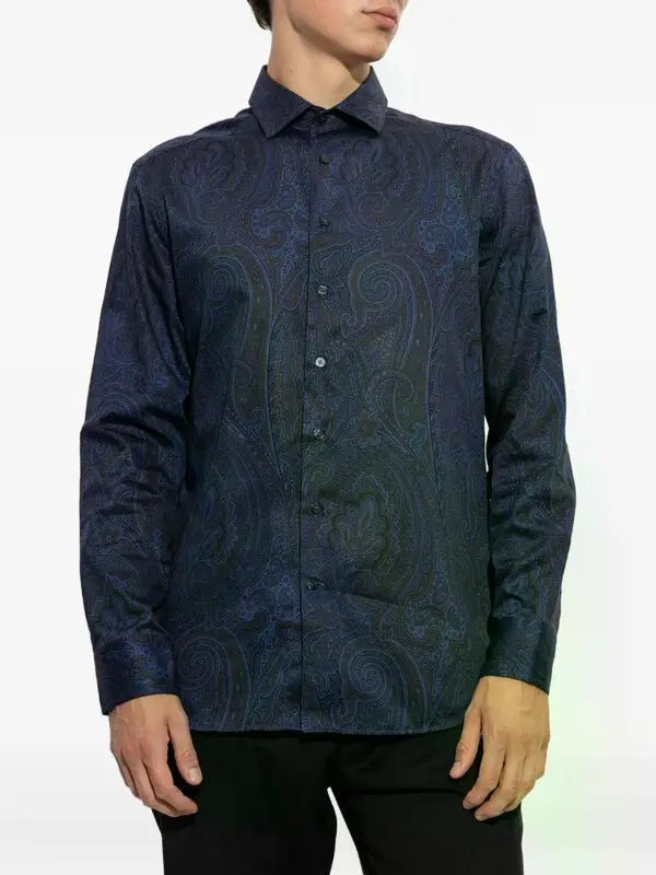 Etro Cotton Satin Shirt With Arnica Motif