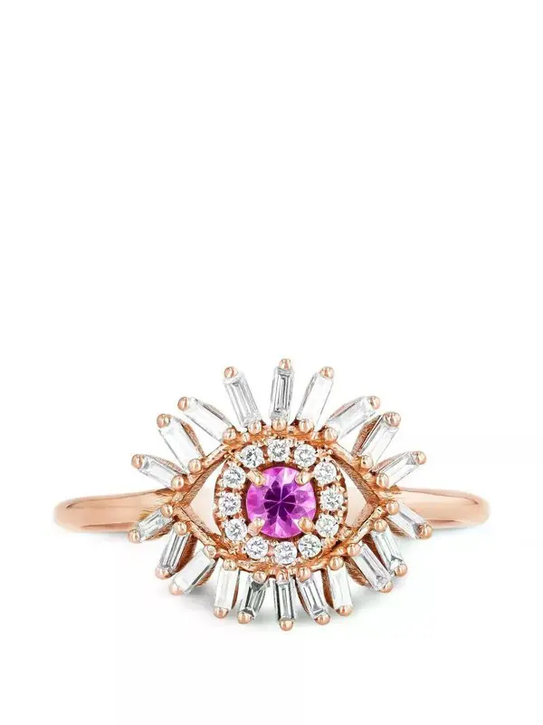 SUZANNE KALAN Mini Evil Eye Sapphire And Diamond Ring - Pink