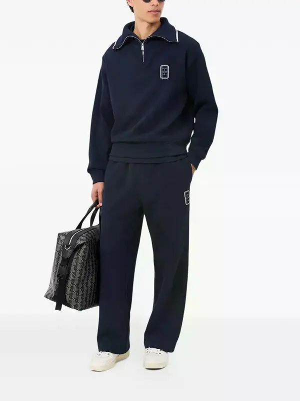 Lacoste Loose-fit High-zipped-neck Badge-accent Sweatshirt
