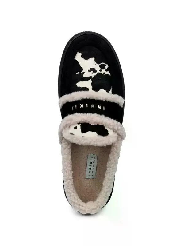 Inuikii Shearling-trim Cow-print Loafers